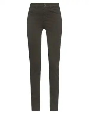 Liu Jo LIU •JO Camel Cotton Stretch Gabardine Skinny Pants Dark Green