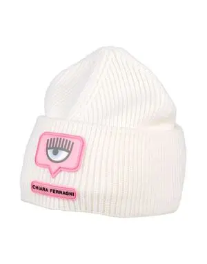 CHIARA FERRAGNI Chiara Ferragni Wool Acrylic Beanie Ivory