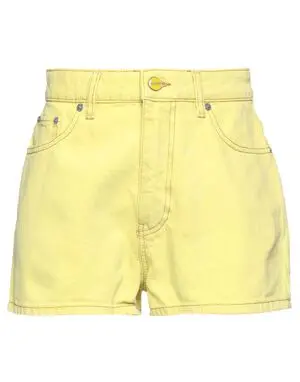 GANNI Organic Cotton Denim Shorts - Yellow
