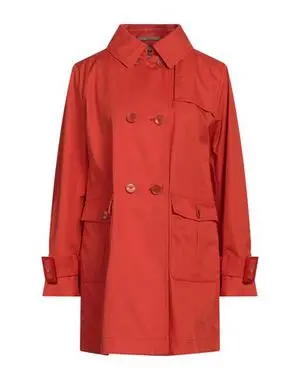 Herno Shell Trench Coat With Brand Logo Red