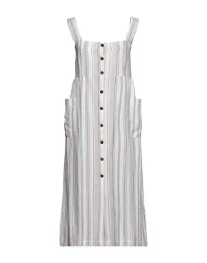 Giuliva Heritage Striped Linen Midi Shirt Dress - White