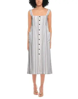Giuliva Heritage Striped Linen Midi Shirt Dress - White