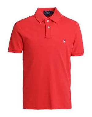Polo Ralph Lauren Man Polo Shirt Charcoal Size S Cotton Tomato Red
