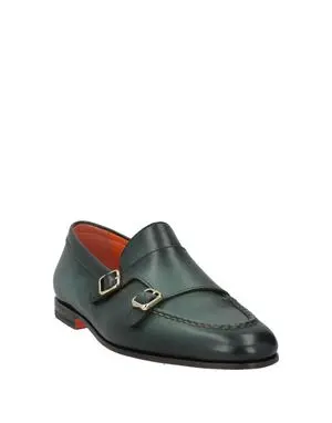 Santoni Goodyear Loafers In Leather - Green