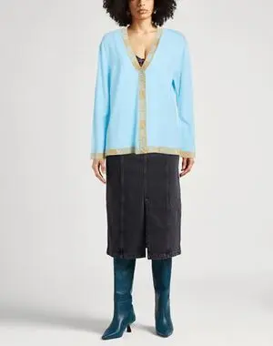Moschino Couture Sky Virgin Wool Cardigan - Blue