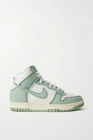 Nike Dunk 1985 Topstitched Denim And Leather High-top Sneakers - Green