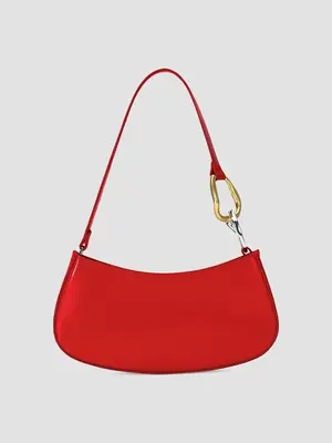 Staud Ollie Leather Shoulder Bag - Cherry