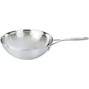 DEMEYERE 5-ply 5-quart Stainless Steel Flat Base Wok - Silver