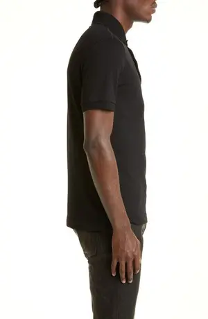 Dolce & Gabbana Logo Plate Cotton Piqué Polo - Black