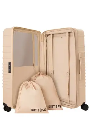 BEIS Large Check-in Roller Suitcase - Beige