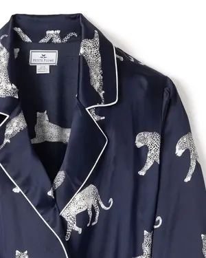 PETITE PLUME Panthere De Nuit Printed Mulberry Silk Robe