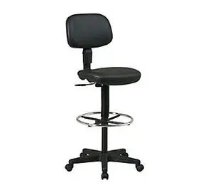 OFFICE STAR Black Vinyl Drafting Chair - One-color