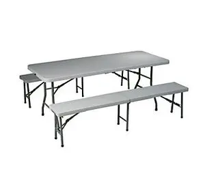 OFFICE STAR Products 3 Piece Folding Table And Ench Set - One-color