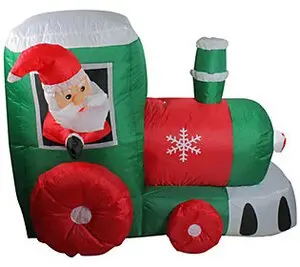 NORTHLIGHT 4.5' Inflatable Santa On Locomotive Rain Decor - One-color