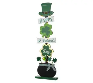GLITZHOME 42' Led Lighted St. Patrick's Shamroc Ks Porch Sign - One-color