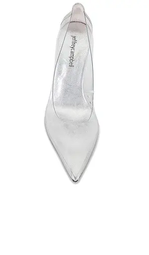 Jeffrey Campbell Clear View Wedge In Metallic Silver