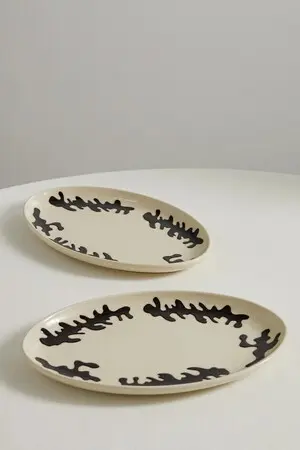 MARLOE MARLOE Net Sustain Set Of Two Glazed Ceramic Dinner Plates