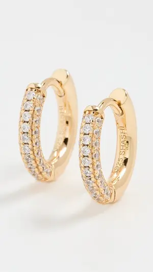 Shashi 18k Vermeil Pave Huggie Earrings