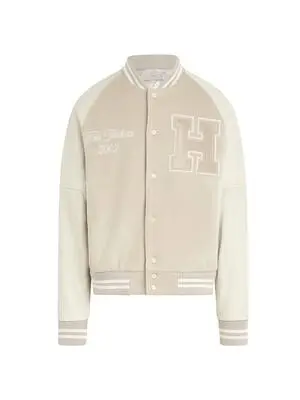 Hudson Jeans Men's Wool Varsity Bomber Jacket - Cream  - Cream