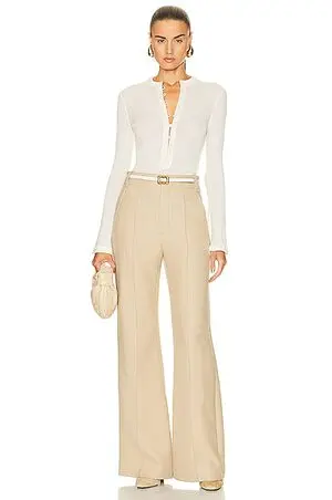Chloé Wool Twill Trouser In Beige
