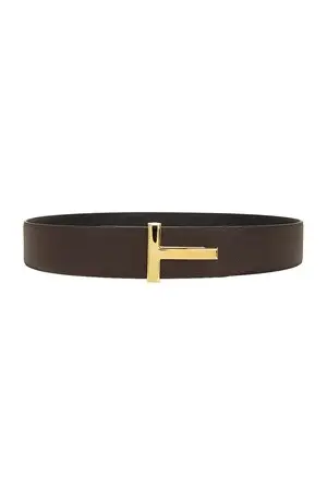 TOM FORD TOM FORD Small Grain Calf T Belt Chocolate & Black