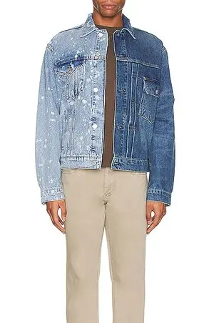 FRAME Half X Half Denim Jacket In Blue