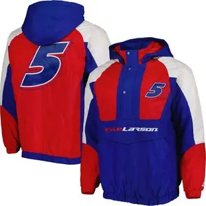 STARTER Red Kyle Larson The Body Check Half-snap Pullover Jacket - Royal