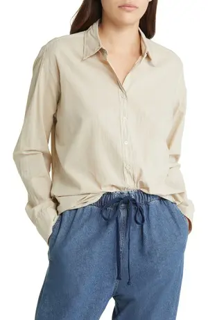 Xirena Beau Cotton Button-up Shirt Parchment