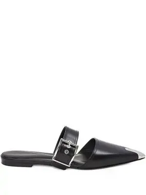 Alexander McQueen Buckled Leather Mules - Black