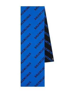 Balenciaga Allover Logo Scarf - Blue Black