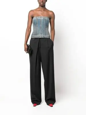 Alexander McQueen Strapless Denim Top