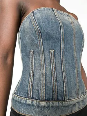 Alexander McQueen Strapless Denim Top