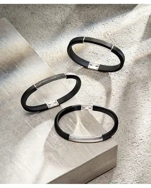 David Yurman Sterling Silver Streamline Diamond And Rubber Bracelet