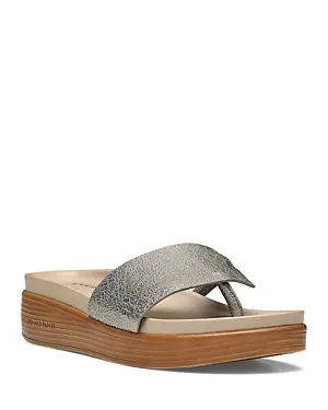 DONALD PLINER Slip-on Thong Wedge Sandals - Light Taupe
