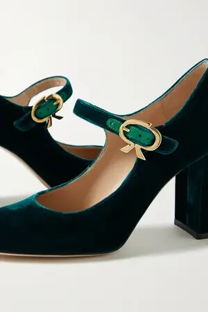 GIANVITO ROSSI 85 Velvet Mary Jane Pumps