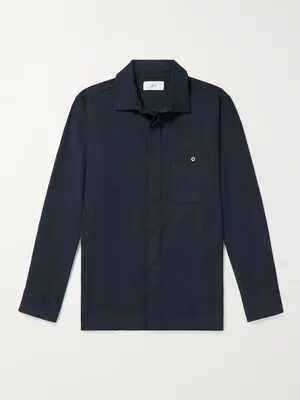 Mr P. Cotton-flannel Shirt Jacket - Blue