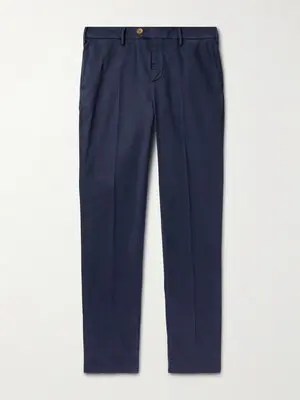 Brunello Cucinelli Slim-fit Stretch-cotton Gabardine Trousers - Blue