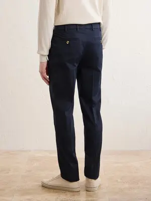 Brunello Cucinelli Slim-fit Stretch-cotton Gabardine Trousers - Blue