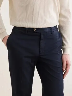 Brunello Cucinelli Slim-fit Stretch-cotton Gabardine Trousers - Blue