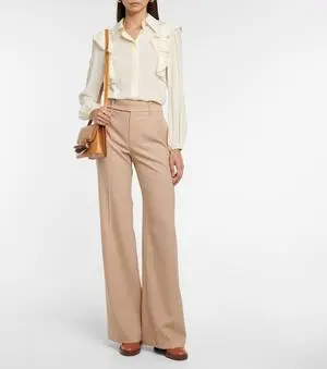 Chloé Mid-rise Straight Wool-blend Pants