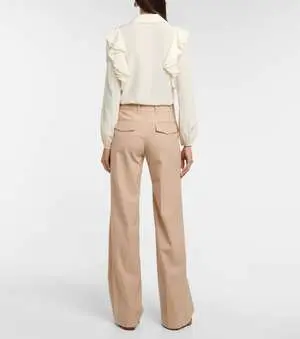 Chloé Mid-rise Straight Wool-blend Pants