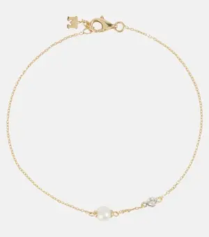 Mateo 14kt Chain Bracelet With Diamonds And Pearls - Gold