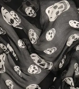 Alexander McQueen Skull Silk Scarf - White