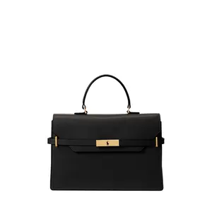 Ralph Lauren Polo ID Leather Satchel Jet Black