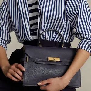 Ralph Lauren Polo ID Leather Satchel Midnight Navy