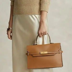 Ralph Lauren Polo ID Leather Satchel Tan