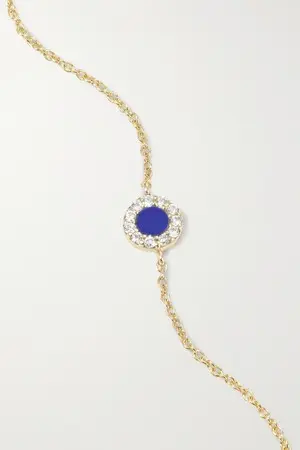 DIANE KORDAS 18-karat Gold, Lapis Lazuli, And Diamond Evil Eye Bracelet
