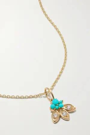 SYDNEY EVAN 14-karat Turquoise And Diamond Necklace