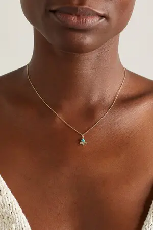 SYDNEY EVAN 14-karat Turquoise And Diamond Necklace