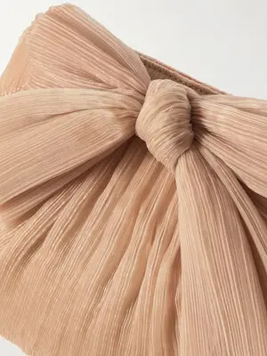 LOEFFLER RANDALL Rayne Bow-embellished Plissé-organza Clutch - Pink